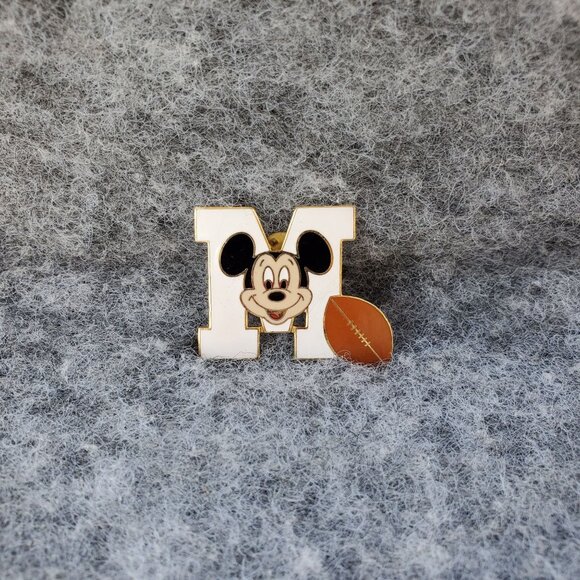 Disney | Other | Mickey Mouse Football Varsity Enamel Lapel Pin Gold ...